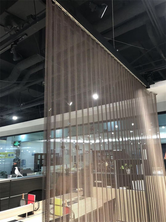 Rhombic Hole Brass Wire Mesh Curtains Ceiling Decoration