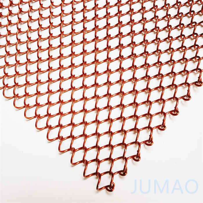 Red Coil Metal Mesh Curtains Chainmail Fireplace Screen Drapery