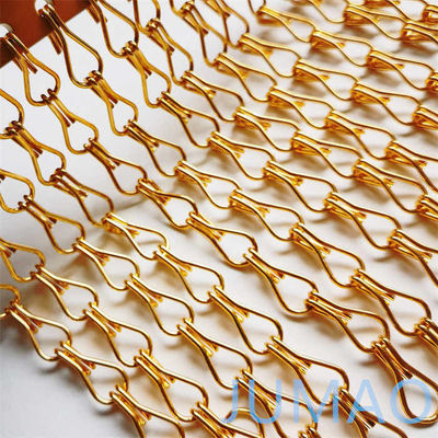 Golden Aluminum Chain Mesh Curtains Chain Link Door Fly Curtain